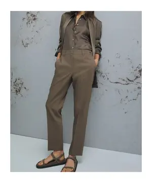 Marella Stretch Viscose And Linen Slim Cut Trousers