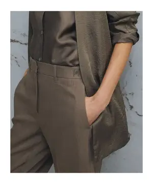 Marella Stretch Viscose And Linen Slim Cut Trousers