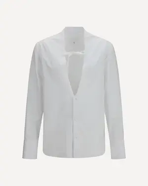 MAISON MARGIELA V-neck Poplin Shirt - White
