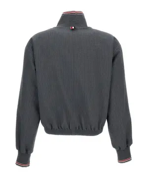 Thom Browne Zip-fastening Patch-detailed Jacket - Light Gray
