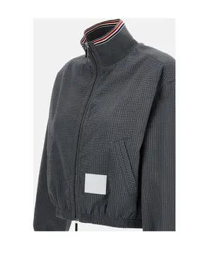Thom Browne Zip-fastening Patch-detailed Jacket - Light Gray
