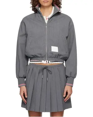 Thom Browne Zip-fastening Patch-detailed Jacket - Light Gray