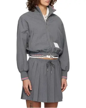 Thom Browne Zip-fastening Patch-detailed Jacket - Light Gray
