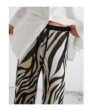 Marella Jacquard Knit Wide Leg Trousers