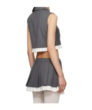 SHUSHU/TONG Cropped Sleeveless Top With Lapel Collar