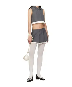 SHUSHU/TONG Cropped Sleeveless Top With Lapel Collar