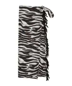 Attico Zebra Print Tasseled Skirt - Black