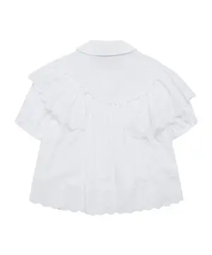 Simone Rocha Puff Sleeve Ruffle Shirt With Pearl Embellished Peter Pan Collar