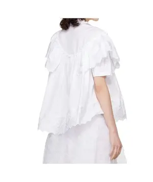 Simone Rocha Puff Sleeve Ruffle Shirt With Pearl Embellished Peter Pan Collar