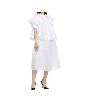 Simone Rocha Puff Sleeve Ruffle Shirt With Pearl Embellished Peter Pan Collar