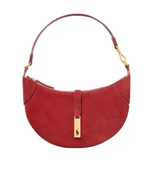 Polo Ralph Lauren Logo Suede Shoulder Bag - Red