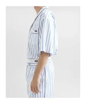 Dolce & Gabbana Dolce Gabbana Striped Hawaiian Collar Shirt - White