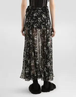Dolce & Gabbana Floral Print Chiffon Midi Skirt - Multi-color