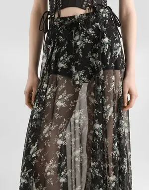 Dolce & Gabbana Floral Print Chiffon Midi Skirt - Multi-color