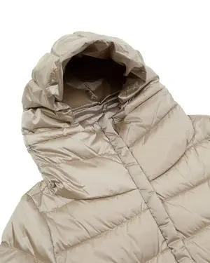 Max Mara Hooded Quilted Down Jacket With Belt - Nude