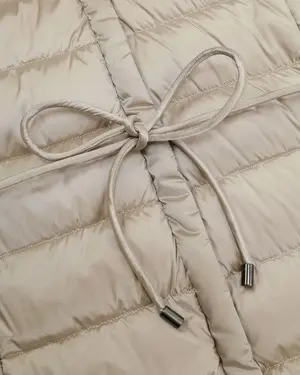 Max Mara Hooded Quilted Down Jacket With Belt - Nude