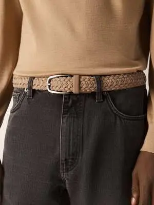 Zegna Braided Nubuck Belt