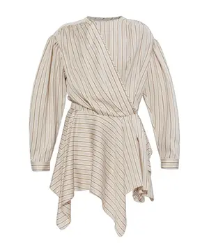 IRO PARIS Utenia Asymmetrical Wrap Dress - Beige