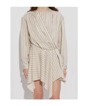IRO PARIS Utenia Asymmetrical Wrap Dress - Beige