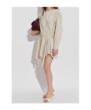 IRO PARIS Utenia Asymmetrical Wrap Dress - Beige