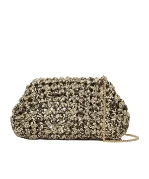 Marella Python-print Woven Clutch