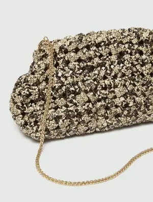 Marella Python-print Woven Clutch