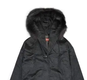 Max Mara Hooded Coat With Fur Trim - Black