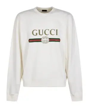 Gucci Logo Printed Crewneck Sweatshirt - White