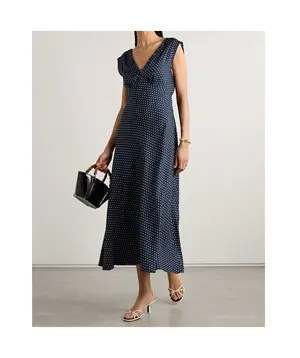 DÔEN Tahlia Polka-dot Midi Dress - Blue
