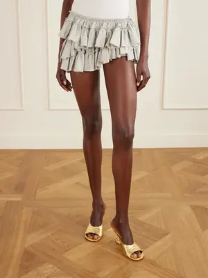 Dries Van Noten Asymmetrical Ruffled Cotton Knit Shorts