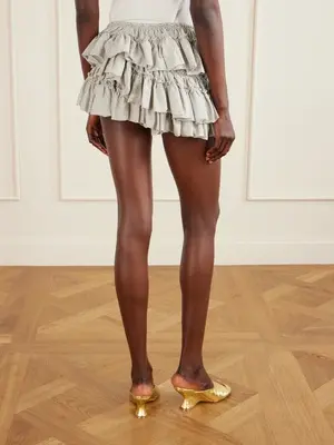Dries Van Noten Asymmetrical Ruffled Cotton Knit Shorts