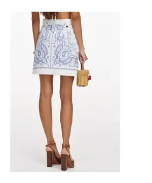 SELF-PORTRAIT Paisley-print Belted Skorts