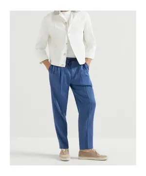 Brunello Cucinelli Drawstring Tapered Trousers - Blue
