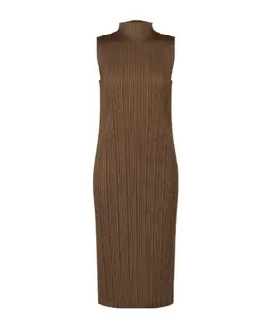 Issey Miyake Sleeveless High Neck Pleated Dress