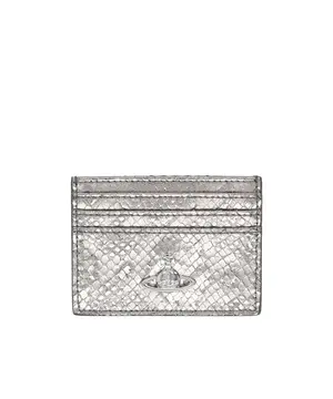 VIVIENNE WESTWOOD Embossed Card Holder Wallet - Silver