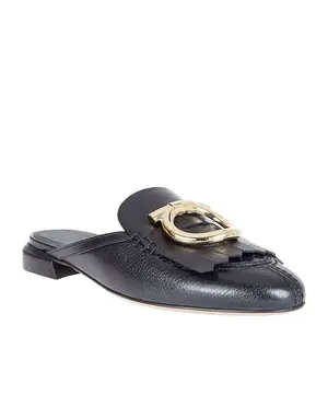 FERRAGAMO Gancini Fringed Mules