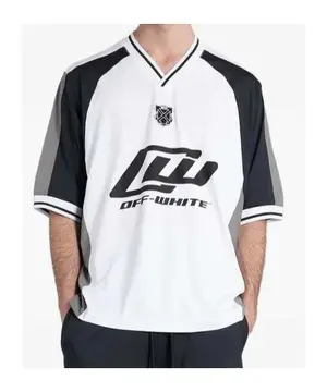 Off-White Color-blocked Short-sleeved V-neck T-shirt - White