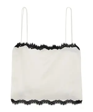 DÔEN Square Neck Lace Trim Camisole - Off-white