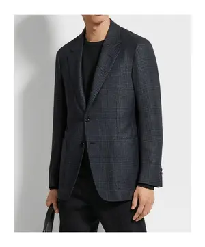 Zegna Grey And Black Silk Cashmere And Linen Jacket - Gray/black