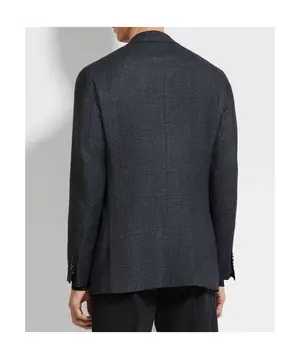Zegna Grey And Black Silk Cashmere And Linen Jacket - Gray/black