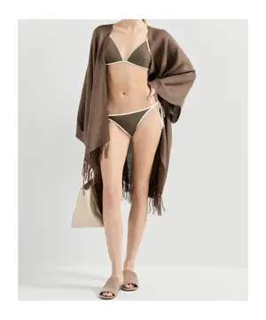 Brunello Cucinelli Contrast-piped Bikini Bottoms - Brown