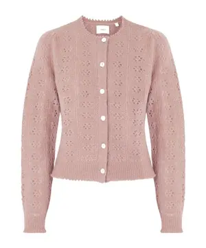 DÔEN Long-sleeved Cardigan With Round Neck - Pink