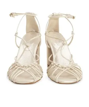FORTE_FORTE Woven Detail Strappy Block Heel Sandals