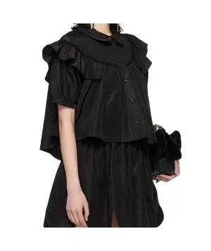 Simone Rocha Ruffled Peter Pan Collar Shirt - Black