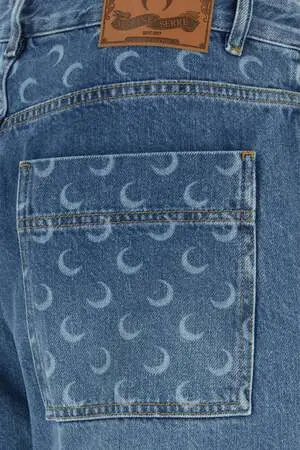 MARINE SERRE Loose Fit Moon Print Denim Jeans - Blue