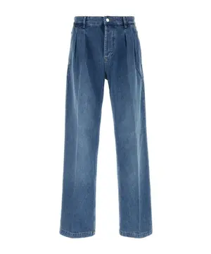 MARINE SERRE Loose Fit Moon Print Denim Jeans - Blue