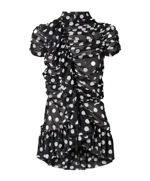 Dries Van Noten Polka Dot Ruffled Shirt - Black