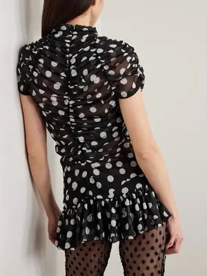 Dries Van Noten Polka Dot Ruffled Shirt - Black