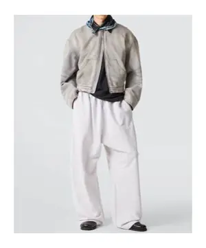 Acne Studios Leather-trimmed Denim Jacket - Gray