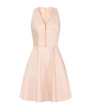 Elisabetta Franchi Ostrich Print Taffeta V-neck Dress